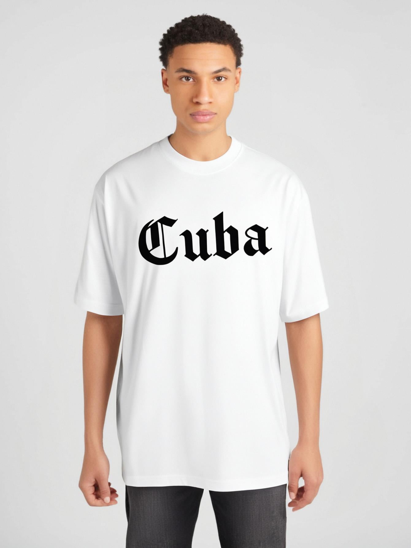 MBDMBD Men's Trendy Cuban Print T-Shirt - Casual Crew Neck, Short ...