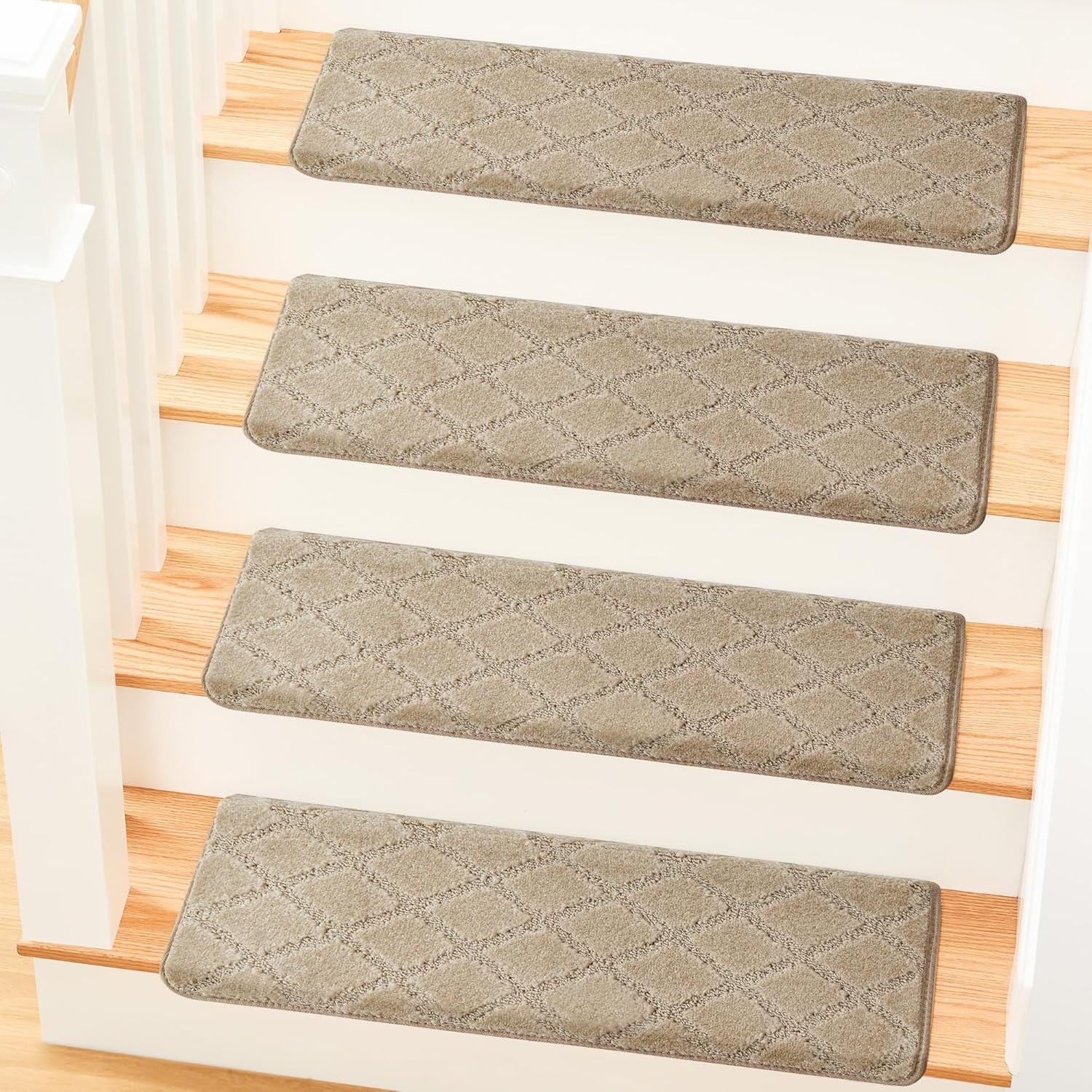 MBIGM Non-Slip Bullnose Carpet Stair Treads for Wooden Steps, Indoor ...
