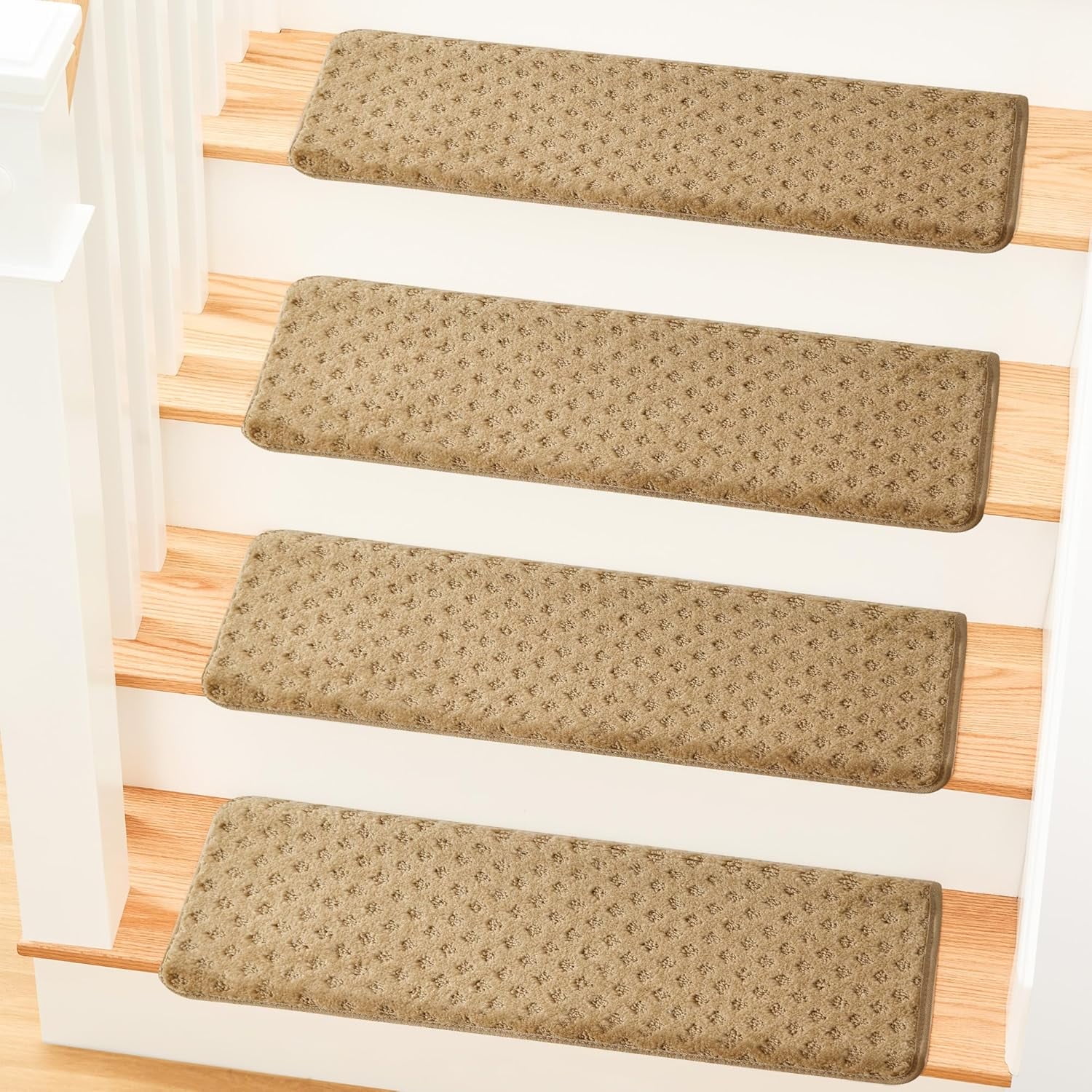 MBIGM Bullnose Carpet Stair Treads for Wooden Steps, Non-Slip Indoor ...
