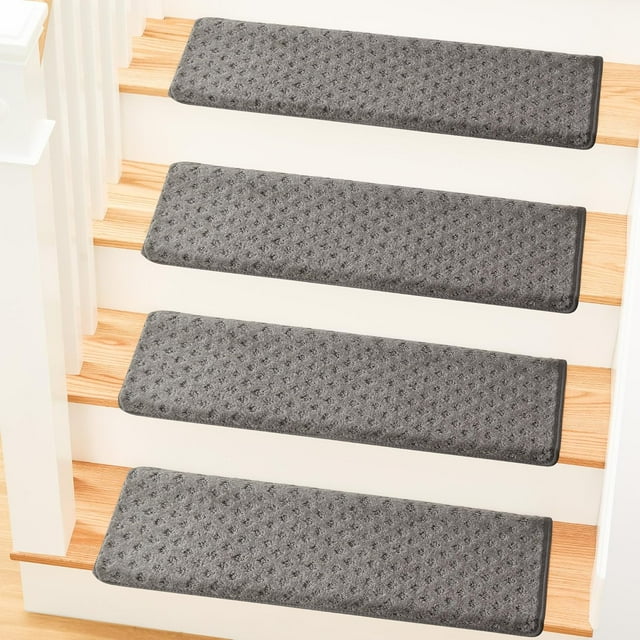 MBIGM Bullnose Carpet Stair Treads for Wooden Steps, Non-Slip Indoor Stair Runner w/ TPU Backing ...