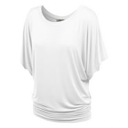 Made by Johnny Women's Boat Neck Short Sleeve Dolman Drape Top L COBALT_BLUE - Walmart.com