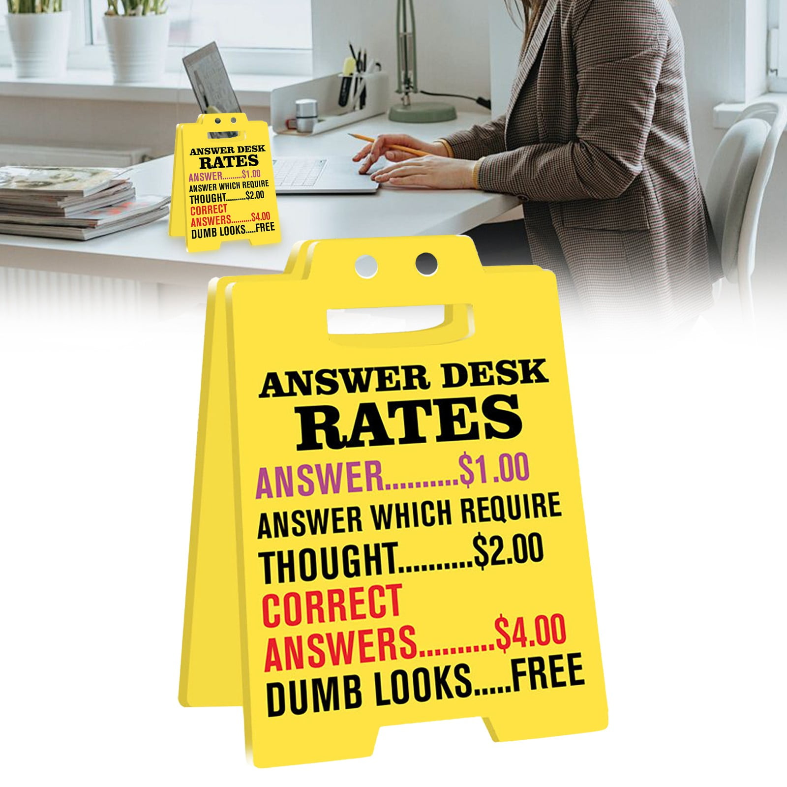 MBL Funny Team Office Gifts - Answer Desk Rates Funny Desk Sign, Gag ...