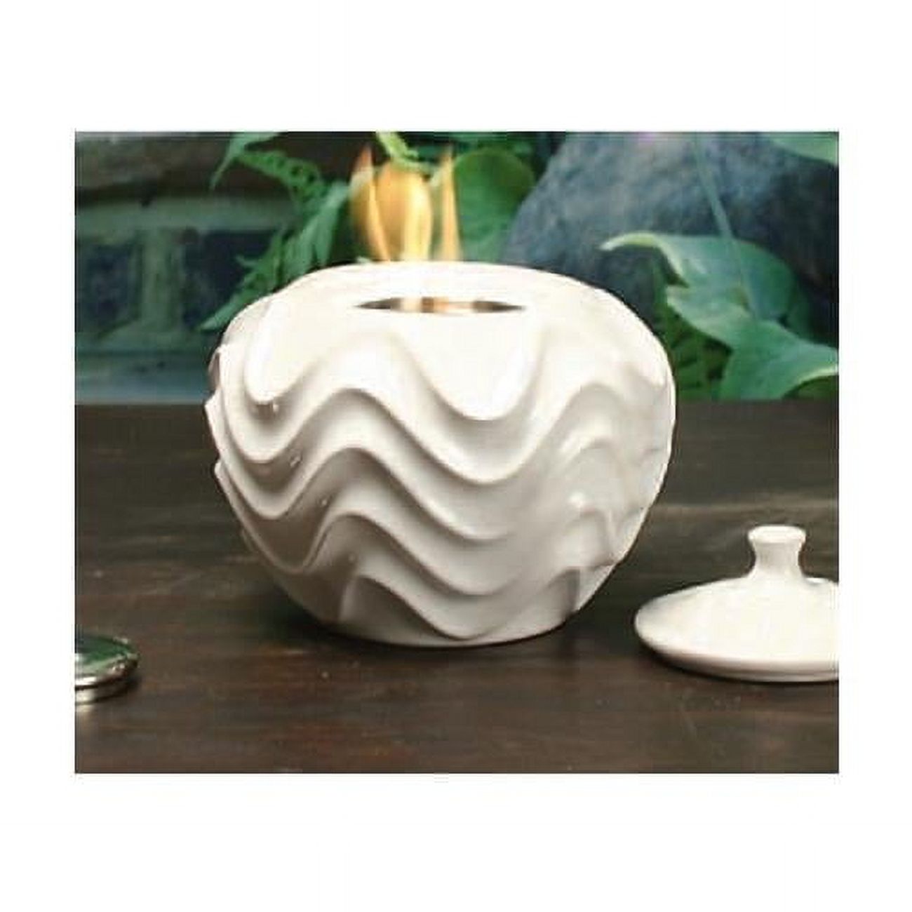 MBS-42-4-1350N 9 W x 6 H In.- White Wave Ceramic Firepot - Walmart.com