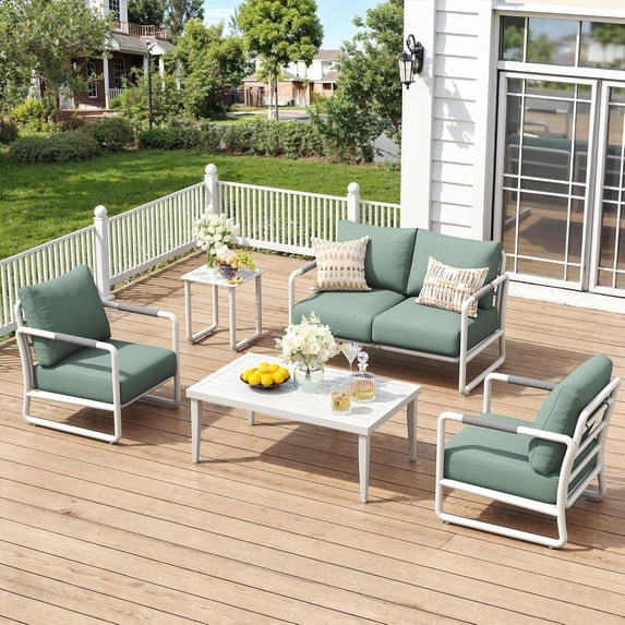 MBY Aluminum Outdoor Patio Furniture Set, 5-Piece Conversation Set with ...