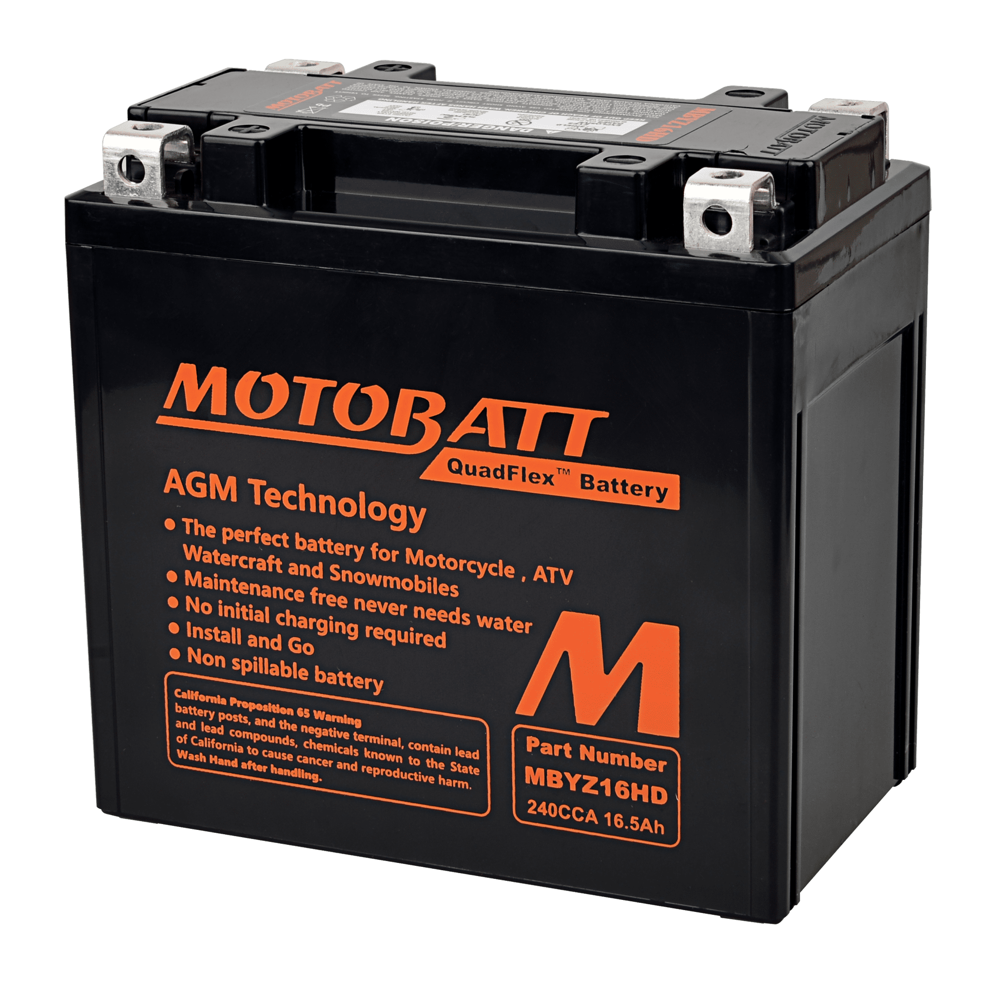 MBYZ16HD Motobatt 12V AGM Battery - Walmart.com