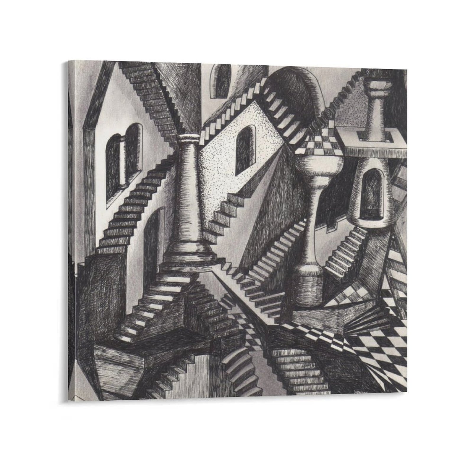 MC Escher Abstract Print Painting Black And White Poster (35) Canvas ...