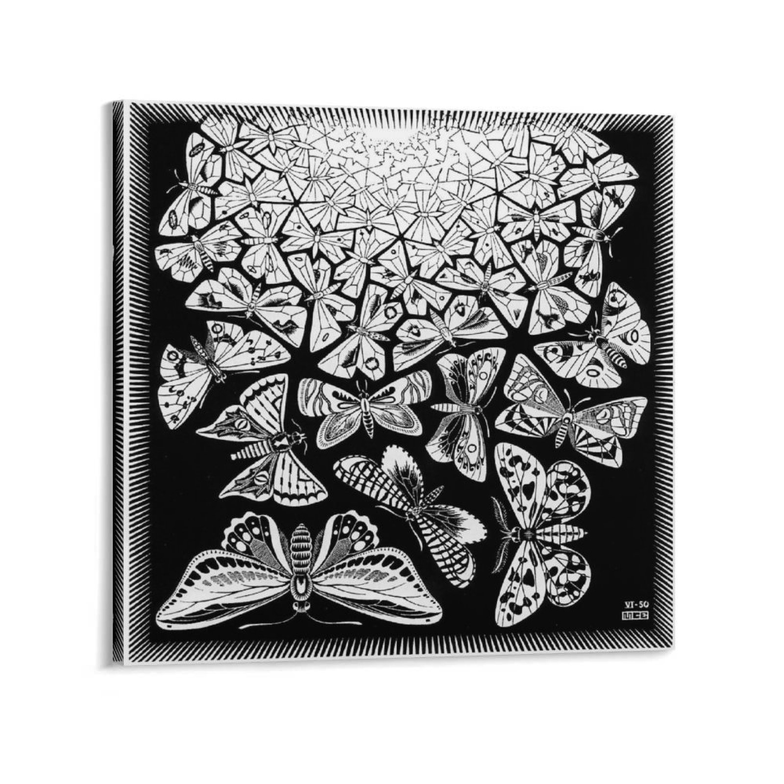 MC Escher Abstract Print Painting Black And White Poster (37) Canvas ...