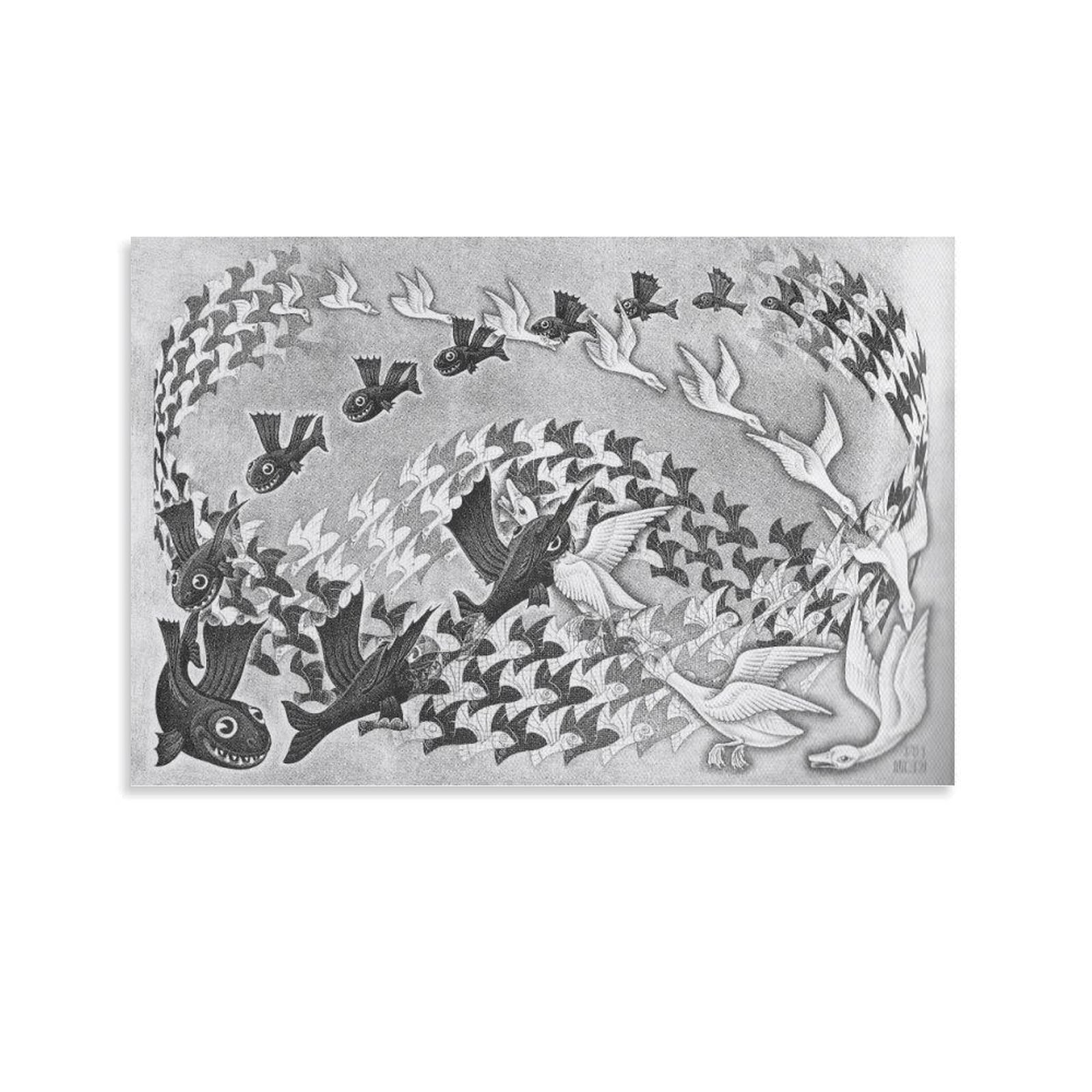 MC Escher Abstract Print Painting Black And White Poster (39) Print ...