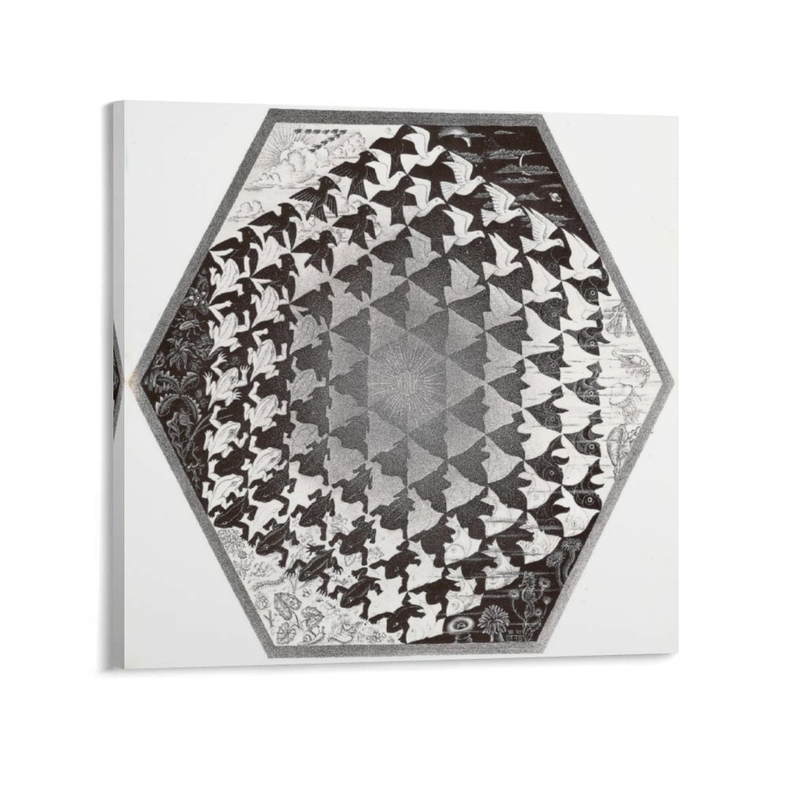 MC Escher Abstract Print Painting Black And White Poster (45) Wall Art ...