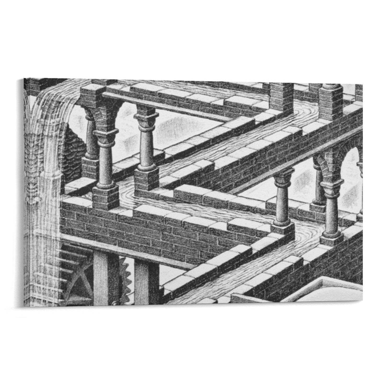 MC Escher Abstract Print Painting Black And White Poster (7) Canvas Art ...