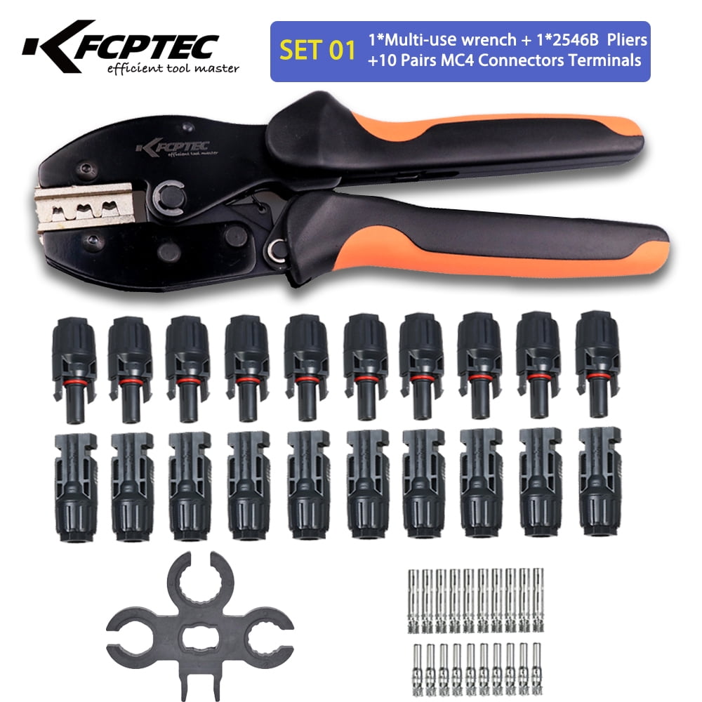 MC4 Connectors Pliers Set Solar Panel Crimping Tool Ratchet Crimper ...