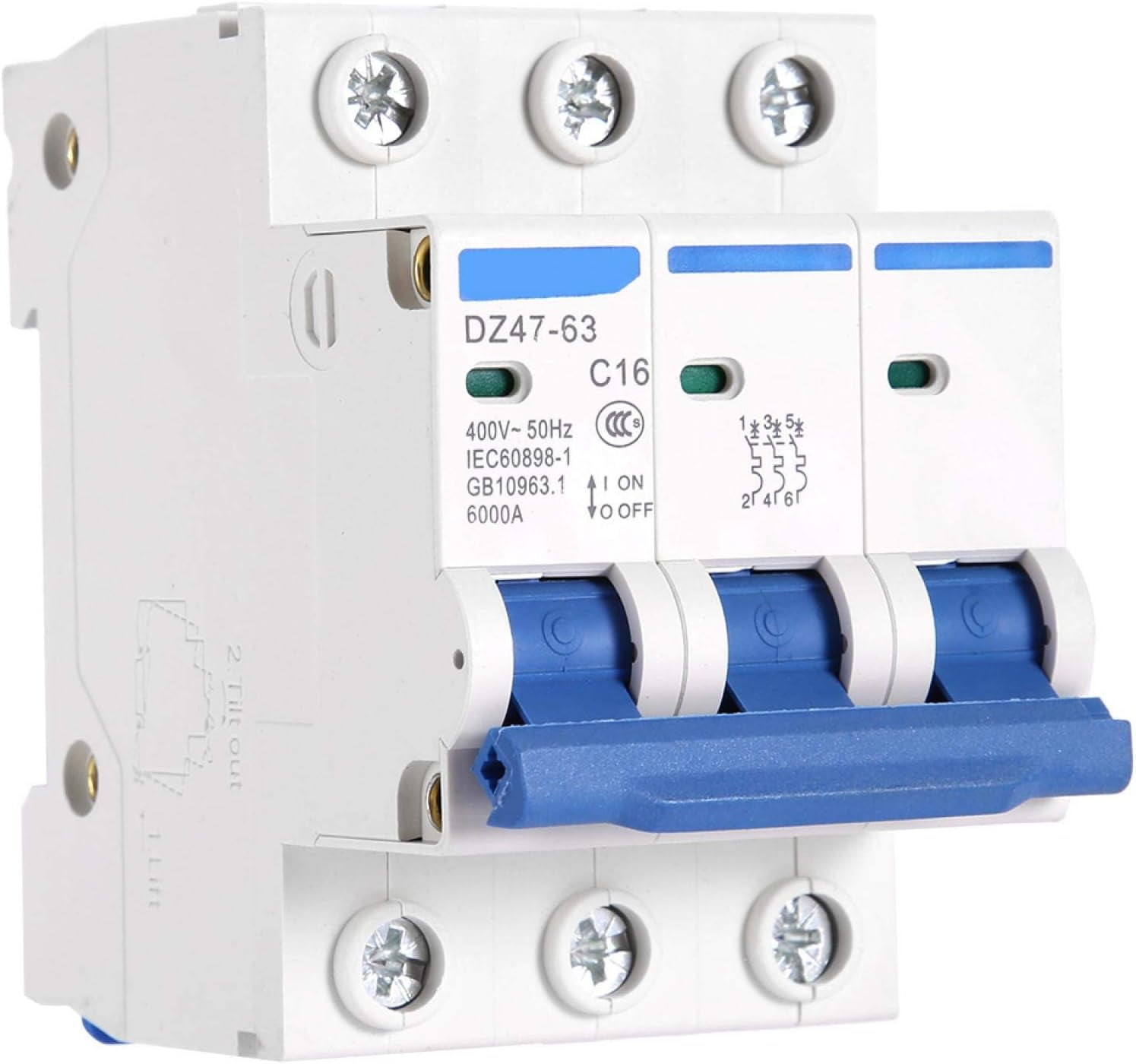 MCB, AC 400V 6/10/16/20A Practical Mini Circuit Breaker, Stable Mini DZ47-63 for Dc Systems ...