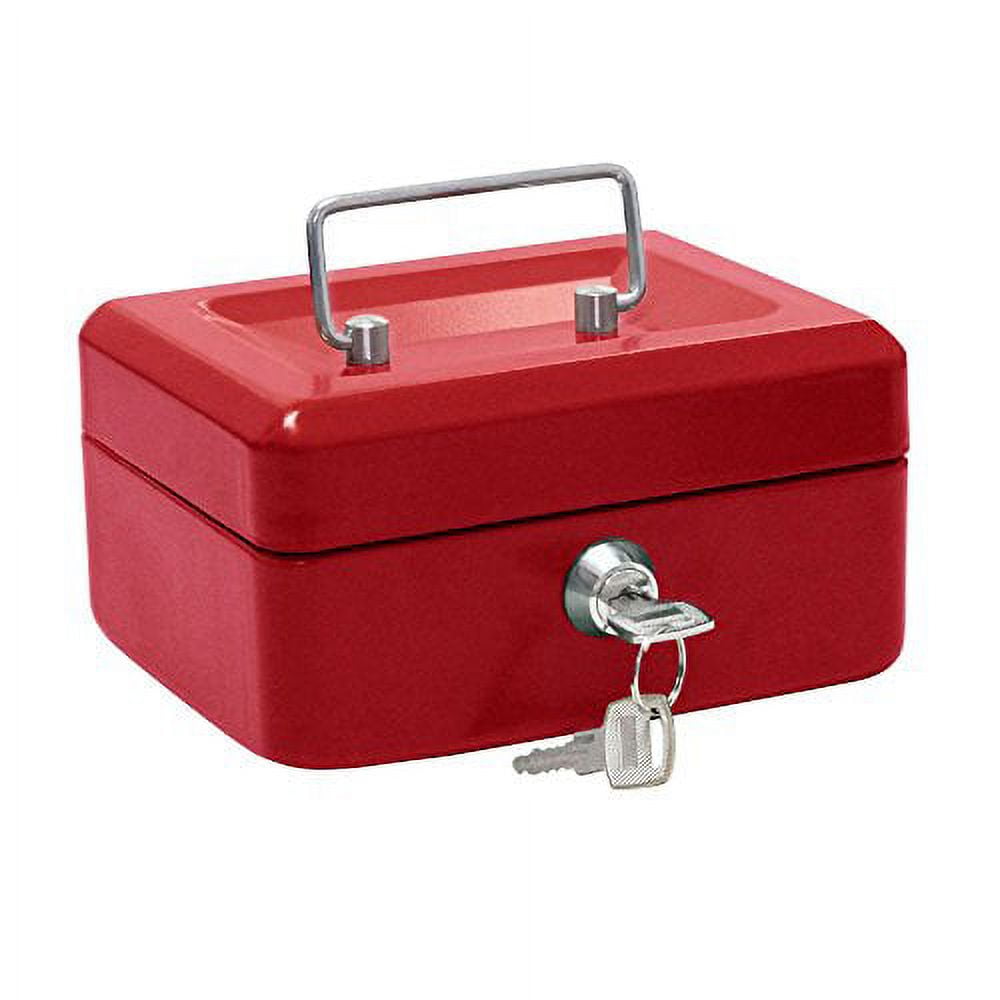 MCB ~ Cash Box with Coin Tray ~ 2 Keys Included (Red) - Walmart.com