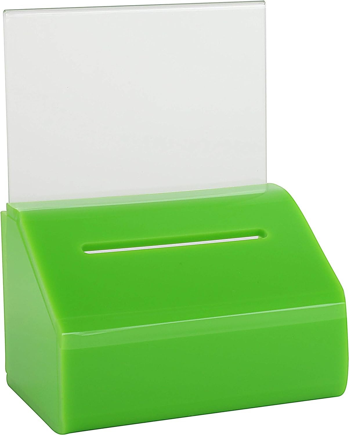 MCB Small Clear Donation Charity Ballot Box with Lock and Sign Holder ...