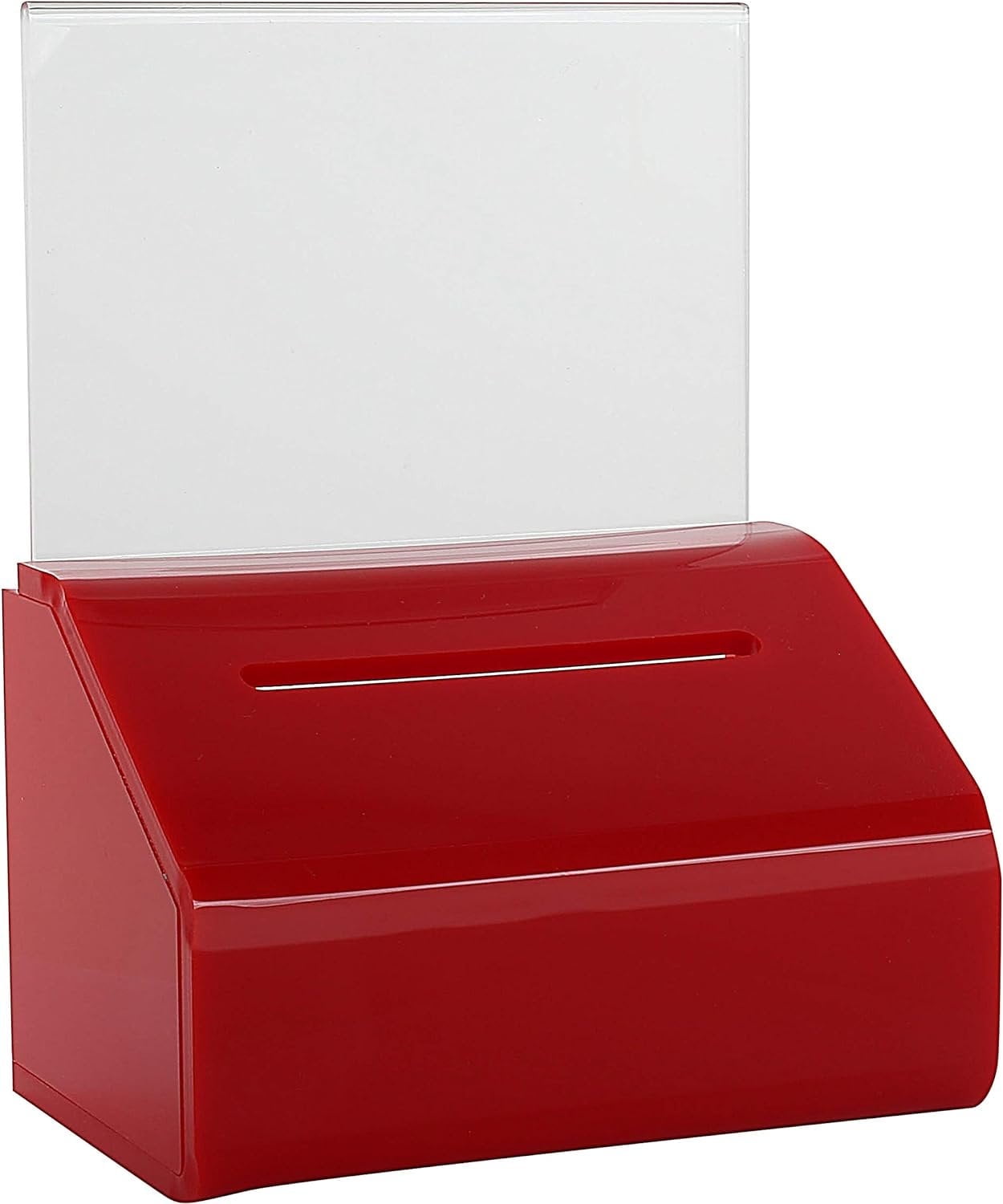 MCB Small Donation Charity Collection Box with Lock and Sign Holder ...