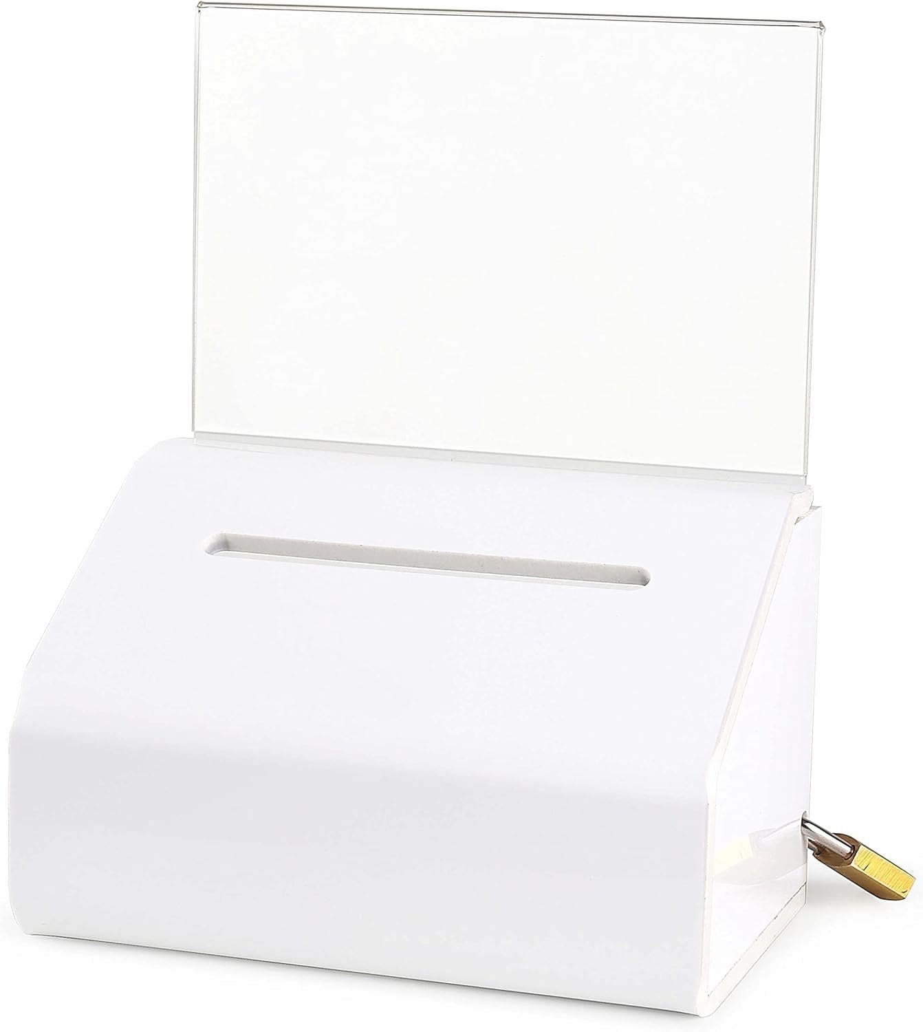 MCB Small Donation Charity Collection Box with Lock and Sign Holder ...