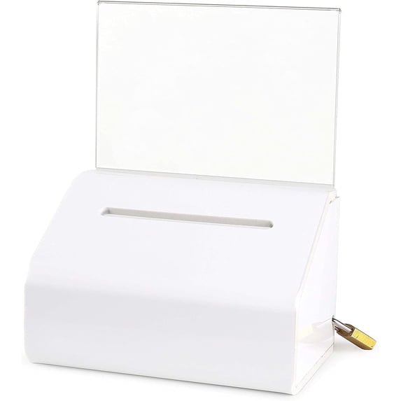 MCB Small Donation Charity Collection Box with Lock and Sign Holder ...