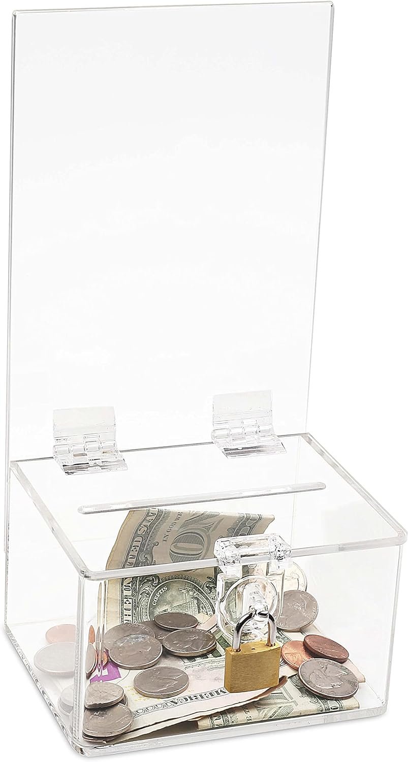 MCBClear Acrylic Display Donation Box - Ballot Box - Ticket Box ...