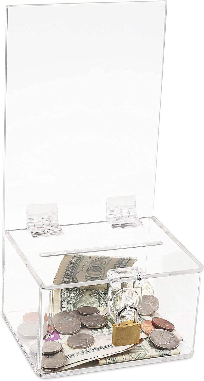 MCBClear Acrylic Display Donation Box - Ballot Box - Ticket Box ...
