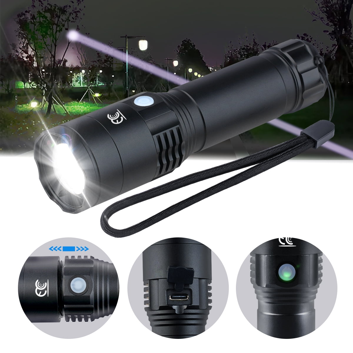 MCCC Long Throw Flashlight High Lumens Rechargeable USB C,Compact Size ...