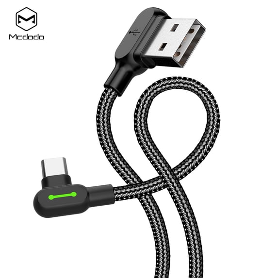 MCDODO 90 Degree Right Angle Braided USB C Charger Charging Sync Type C ...