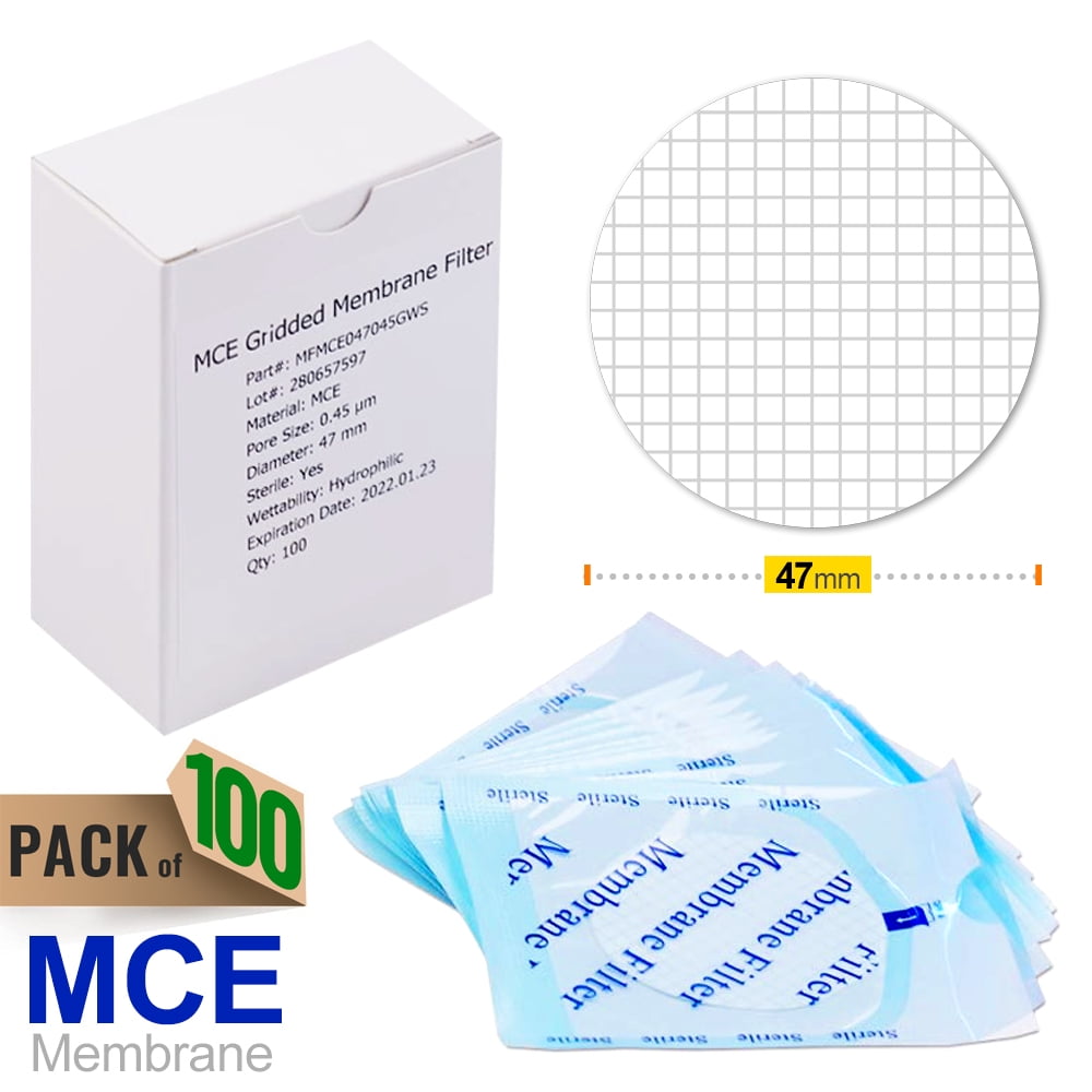 MCE Gridded Membrane Filter Sterile, 47mm Diameter and 0.45um Pore Size, Mixed Cellulose Esters ...