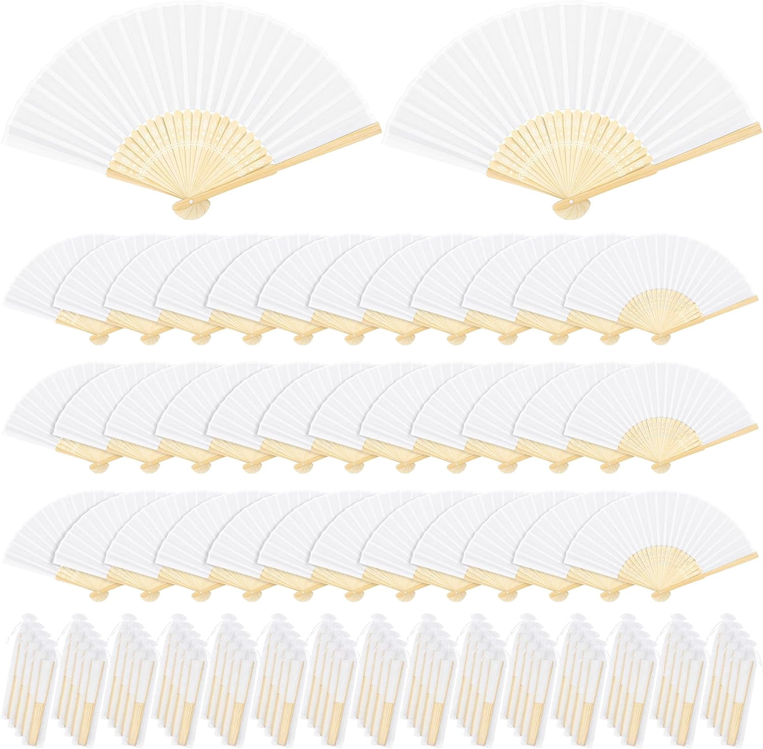 MCEAST 120 Pieces Handheld Fans Silk Bamboo Folding Hand Fans Silk ...