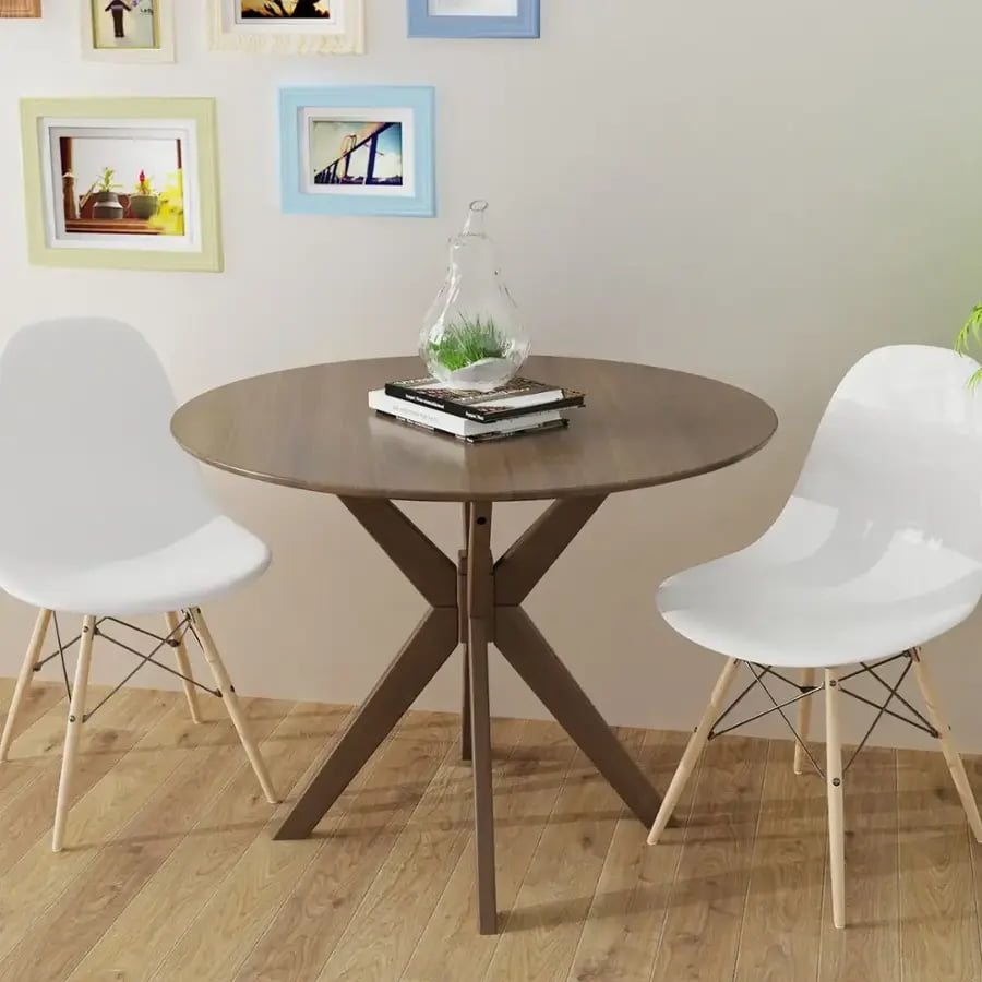 MCH Modern Round Wood Dining Table 35'' W/ Solid Wood Legs& Base for ...