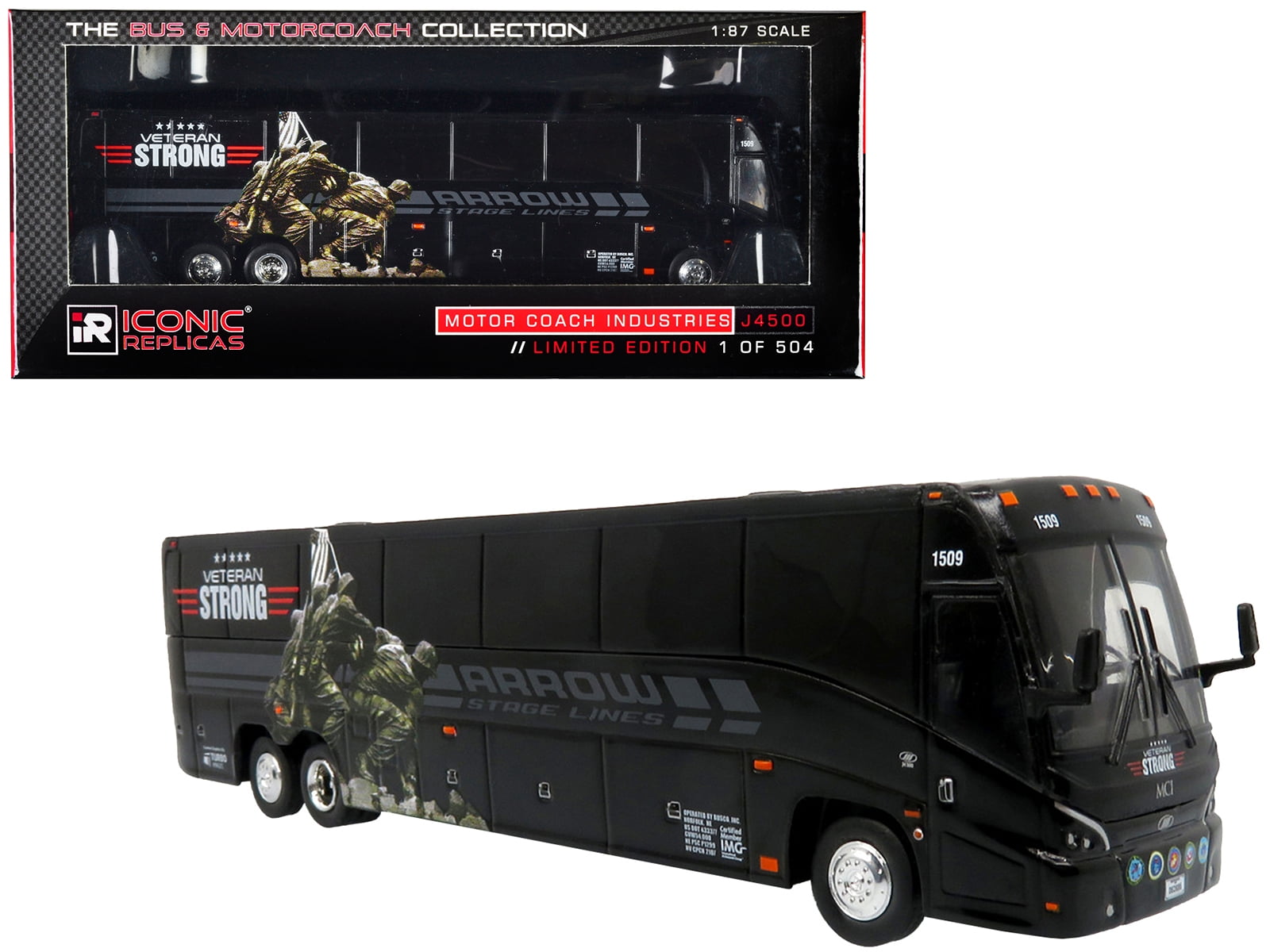 MCI J4500 Coach Bus "Arrow Stage Lines - Veteran Strong" Black Limited ...