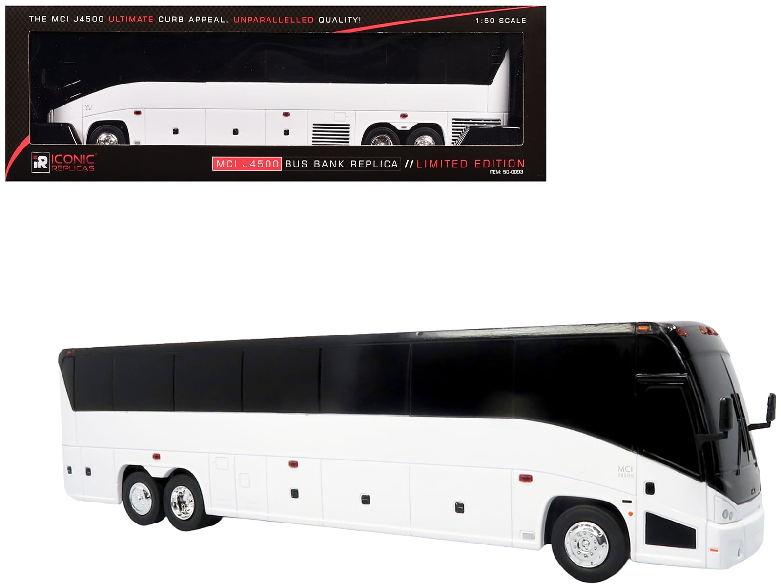 MCI J4500 Coach Bus Bank White Limited Edition 1/50 Plastic Model by ...