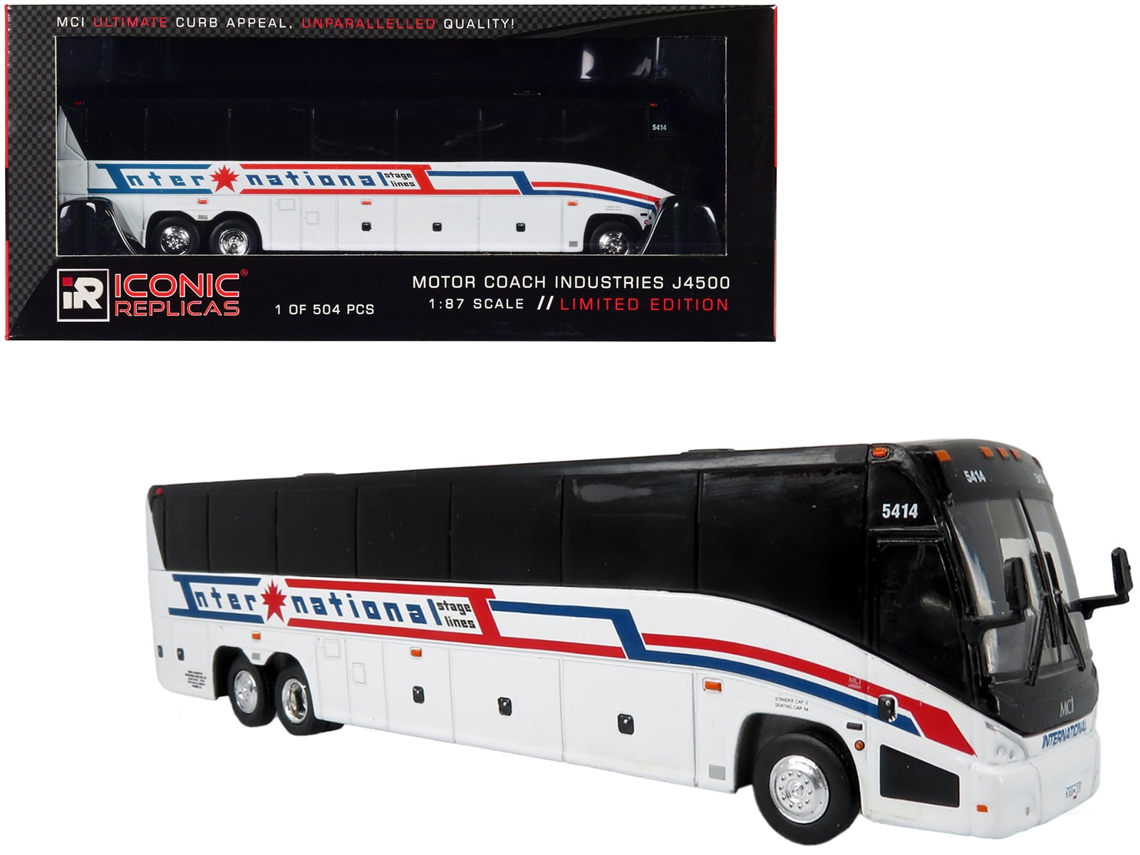 MCI J4500 Coach Bus "International Stage Lines" White Limited Edition ...