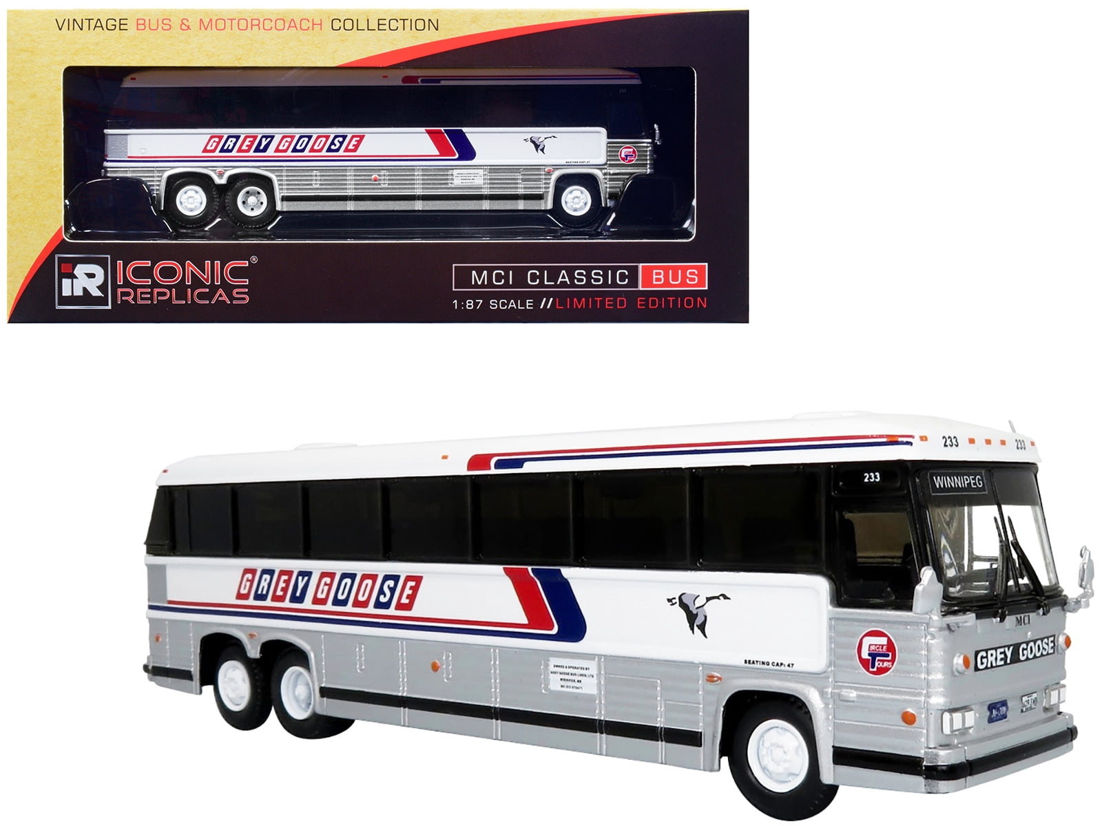 MCI MC-12 Coach Classic Bus "Grey Goose Lines" Destination: Winnipeg ...