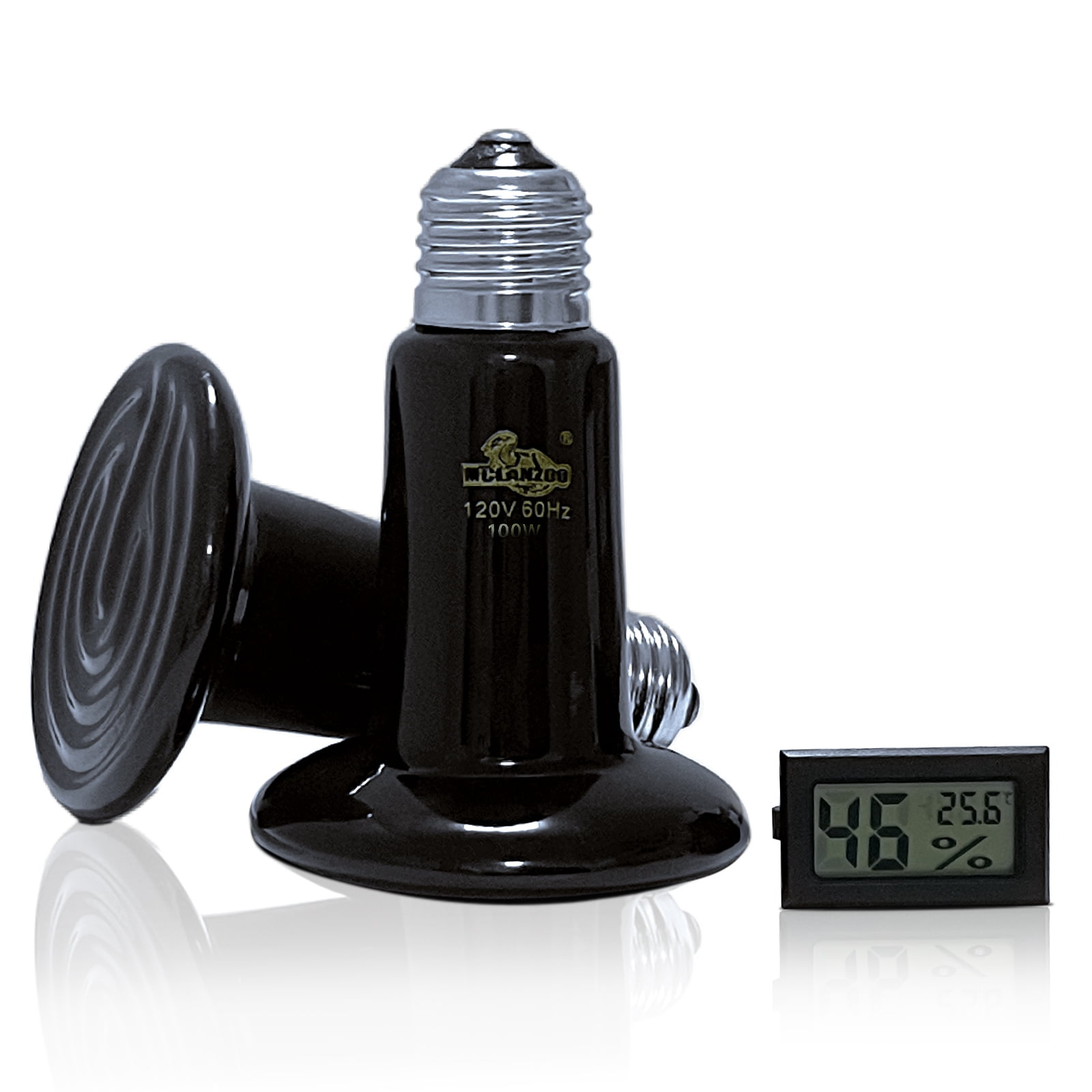 MCLANZOO 100W 2 Pack Ceramic Heat Emitter,Reptile Heat Lamp Bulb/Light ...