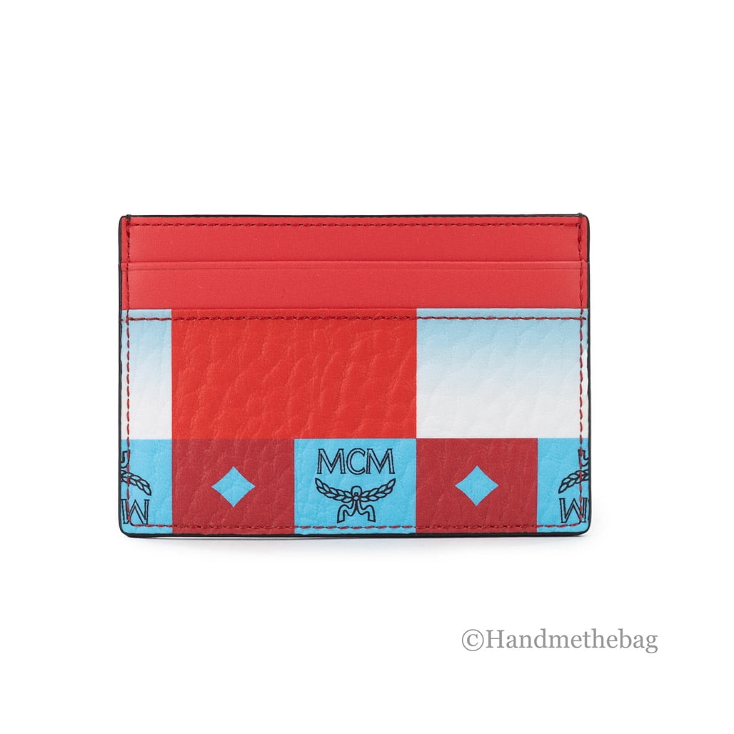 MCM Aren Mini Checkerboard Leather Card Case Wallet - Walmart.com