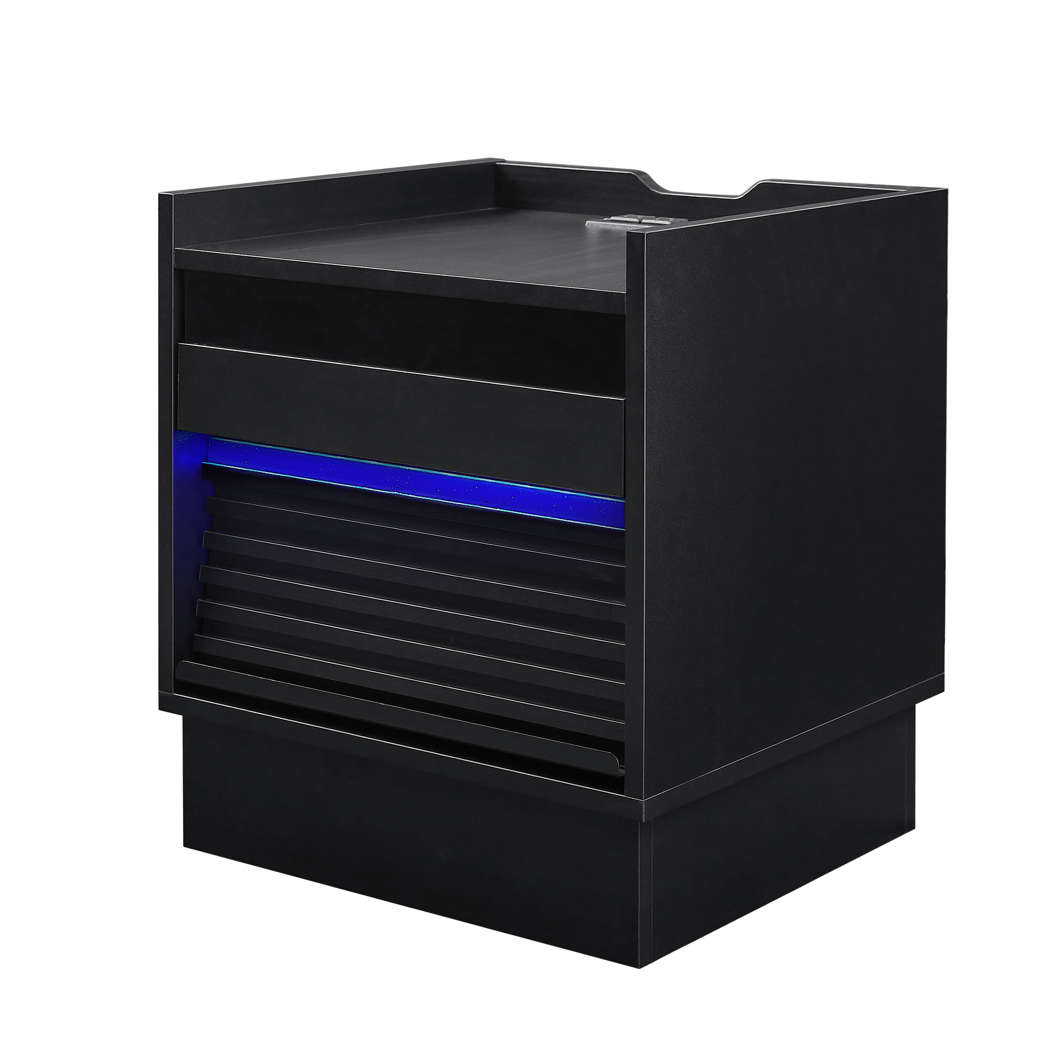 MCM Nightstand with USB Charging & LED Lights 2-Drawer Bedside Table ...