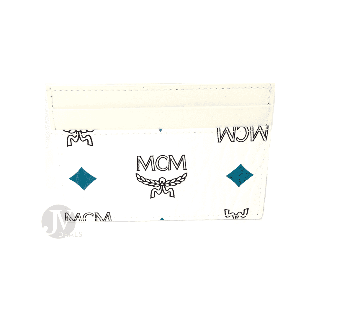 MCM Spectrum Diamond Visetos Leather Card Case Wallet (White) - Walmart.com