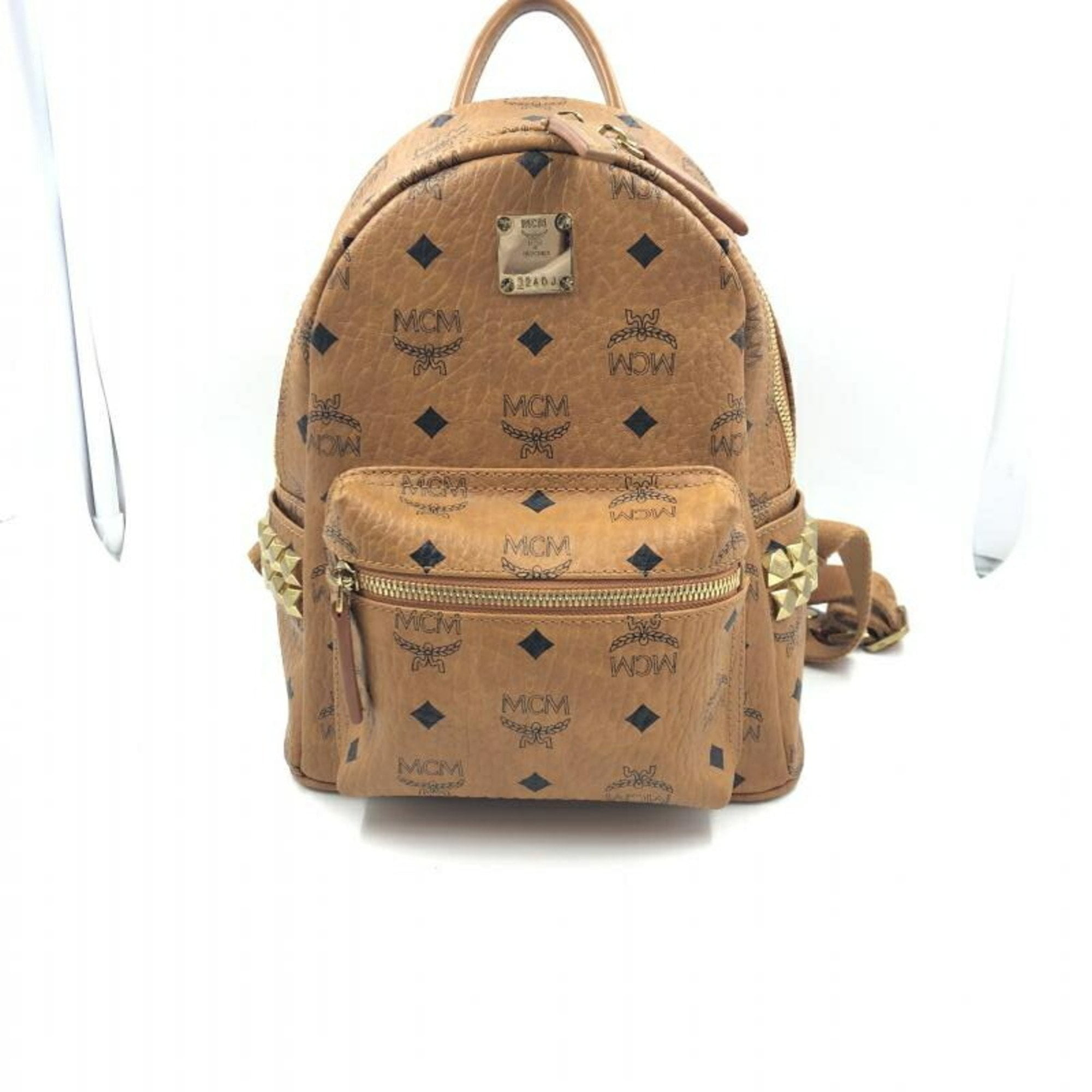 Pre-Owned MCM Visetos Backpack with Side Studs, Brown, MMK6SVE41C001 ...
