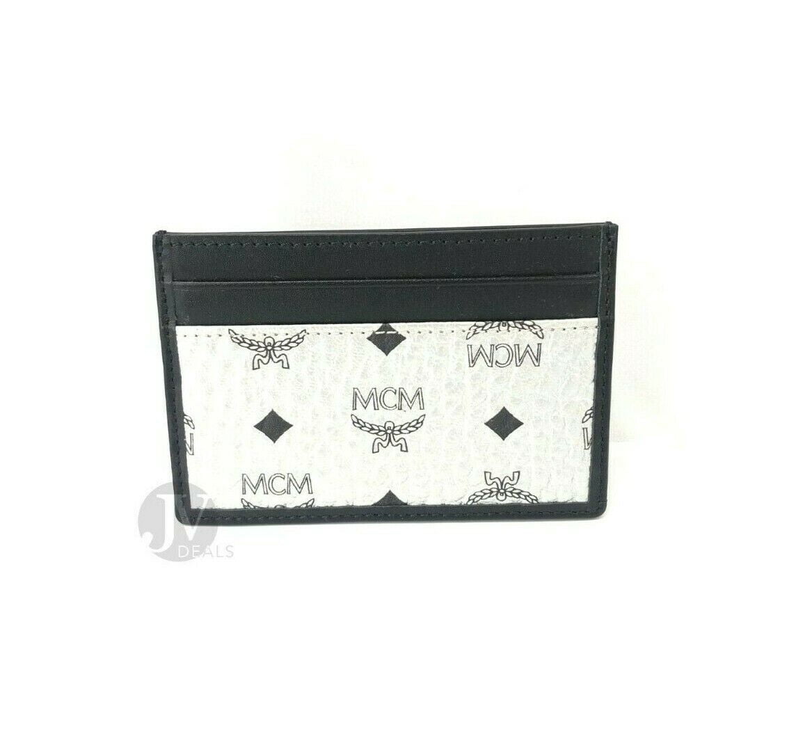 MCM Visetos Mini Leather Card Case Wallet (Silver) - Walmart.com