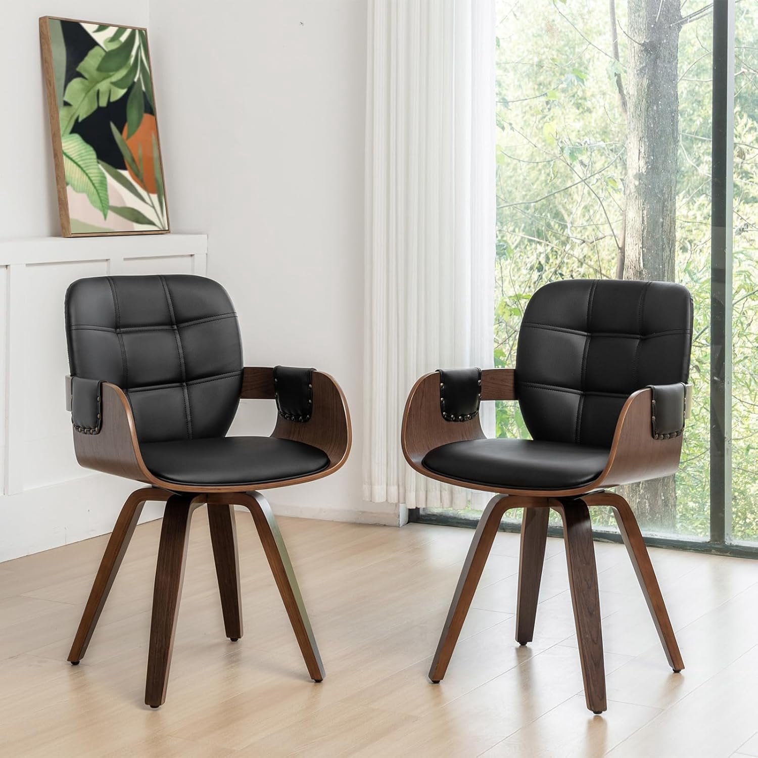 MCM dining Chairs - Swivel Faux Leather Dining Chairs with Arms and ...