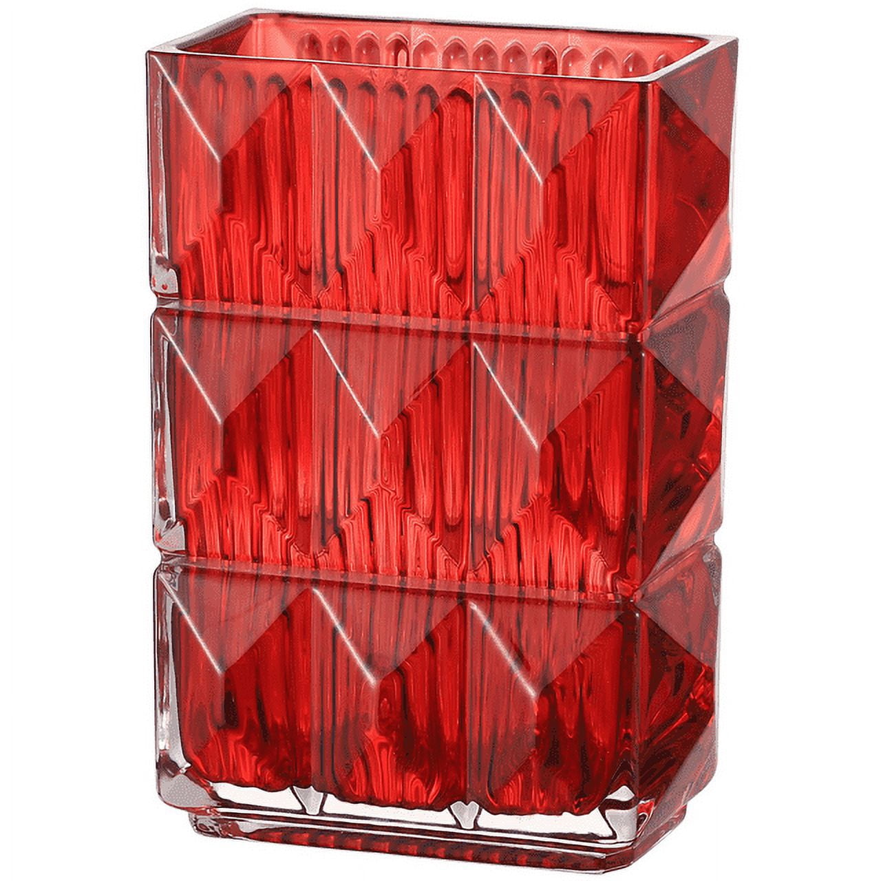 MCMCNCUIU Crystal Vase, Red Glass Vase for Flowers, Small Glass Vase ...
