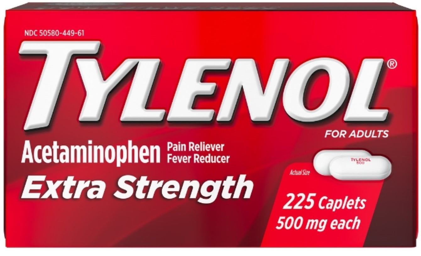 TYLENOL Extra Strength 500mg Caplets for Adults, 225 Count - Walmart.com
