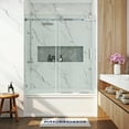 MCOCOD 57 to 60 in. W x 66 in. H Frameless Single Sliding Tub Door, 3/8" (10 mm) Clear Tempered ...