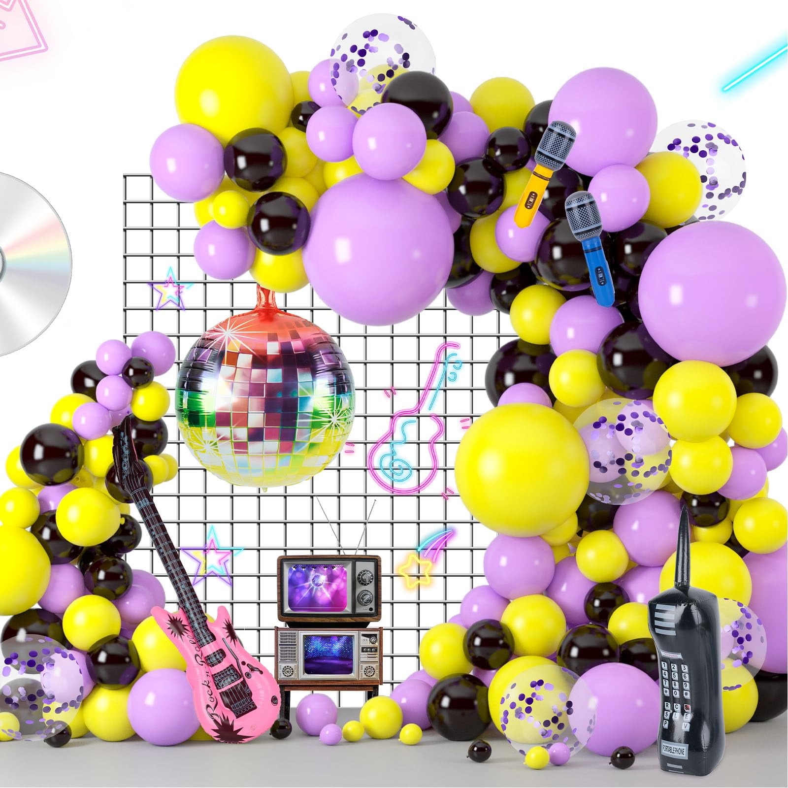 MCPINKY 90s Theme Party Decorations, 140PCS Balloon Garland Arch ...