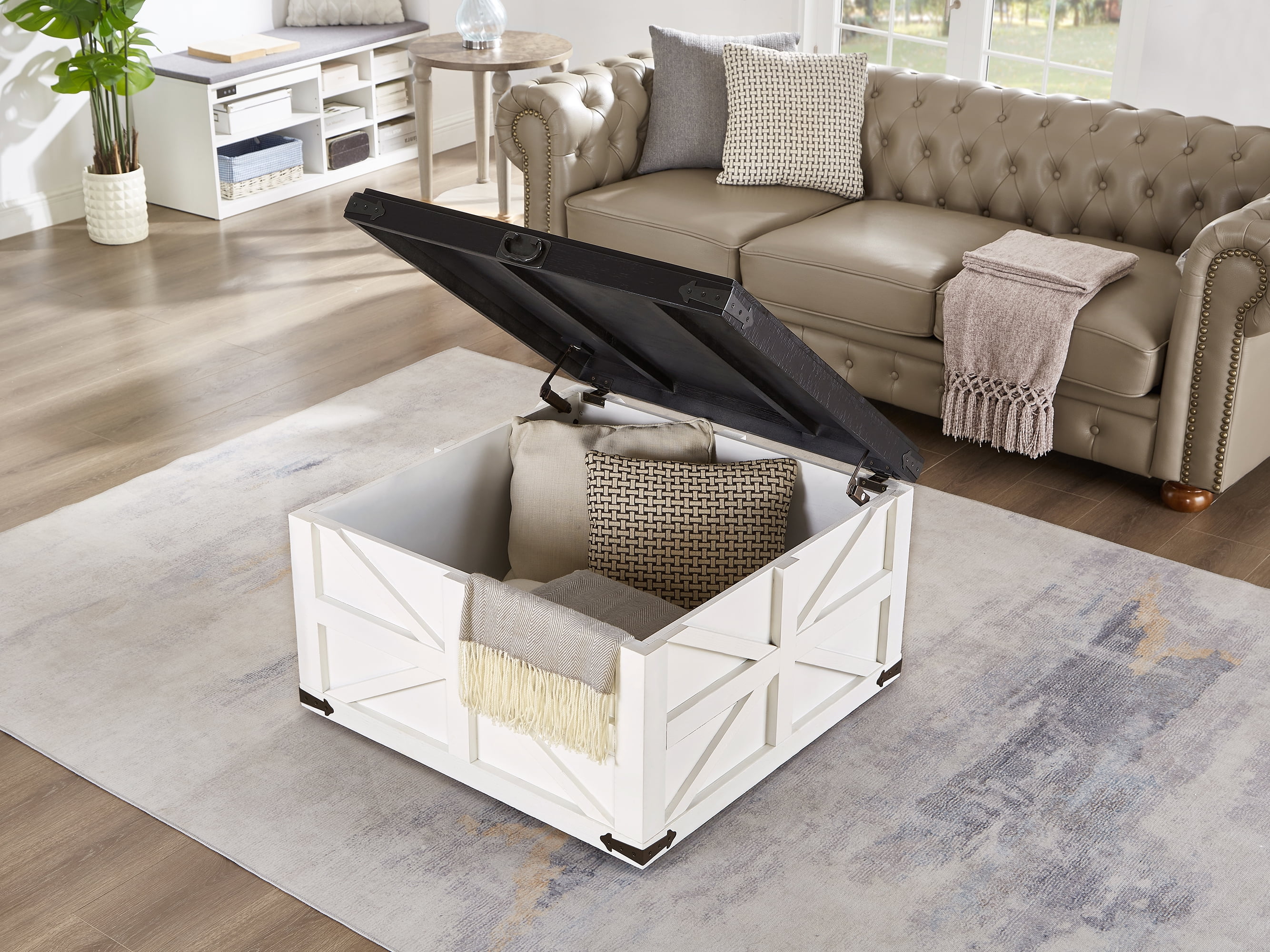 MCPRST 31.50'' Wood Square Lift Coffee Table, Farmhouse with Storage ...