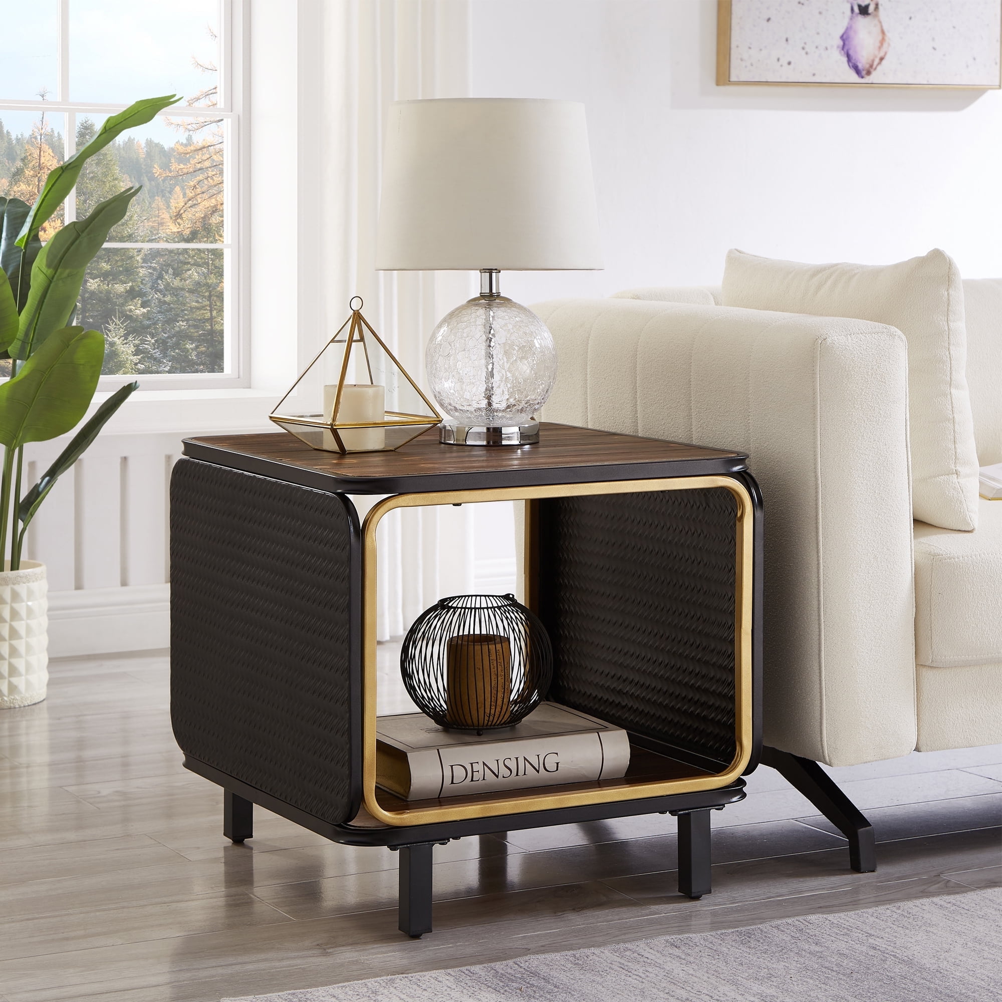 MCPRST Modern End Table for Living Room, Square Solid Wood Side Table ...
