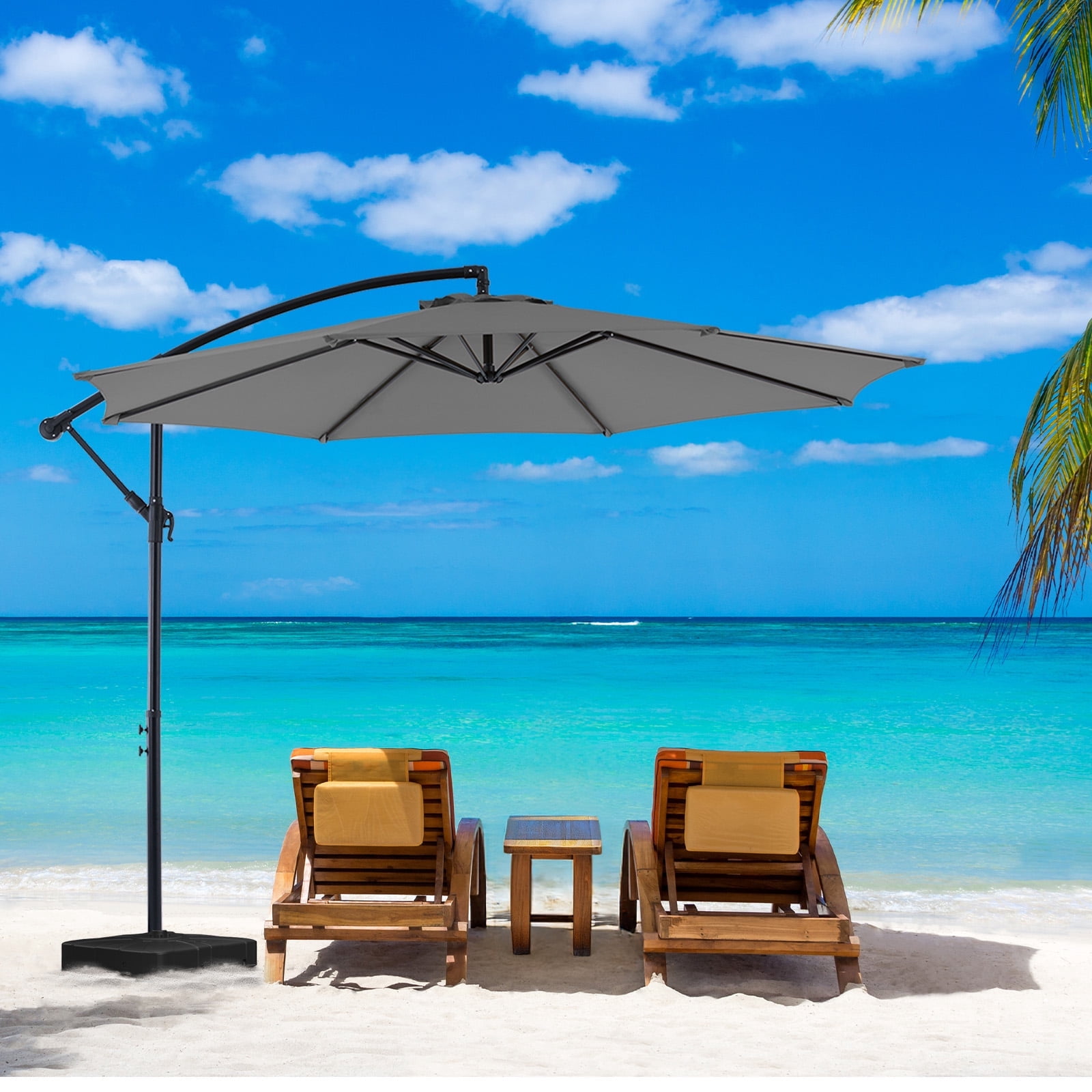 MCQ 10FT Cantilever Outdoor Patio Umbrella with Tilt & Crank, Self ...