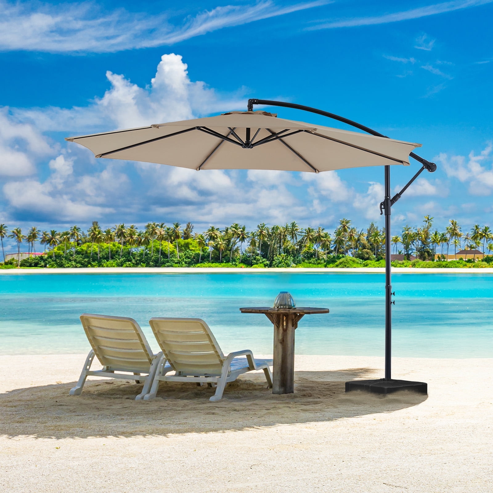 MCQ 10FT Cantilever Outdoor Patio Umbrella with Tilt & Crank, Self ...