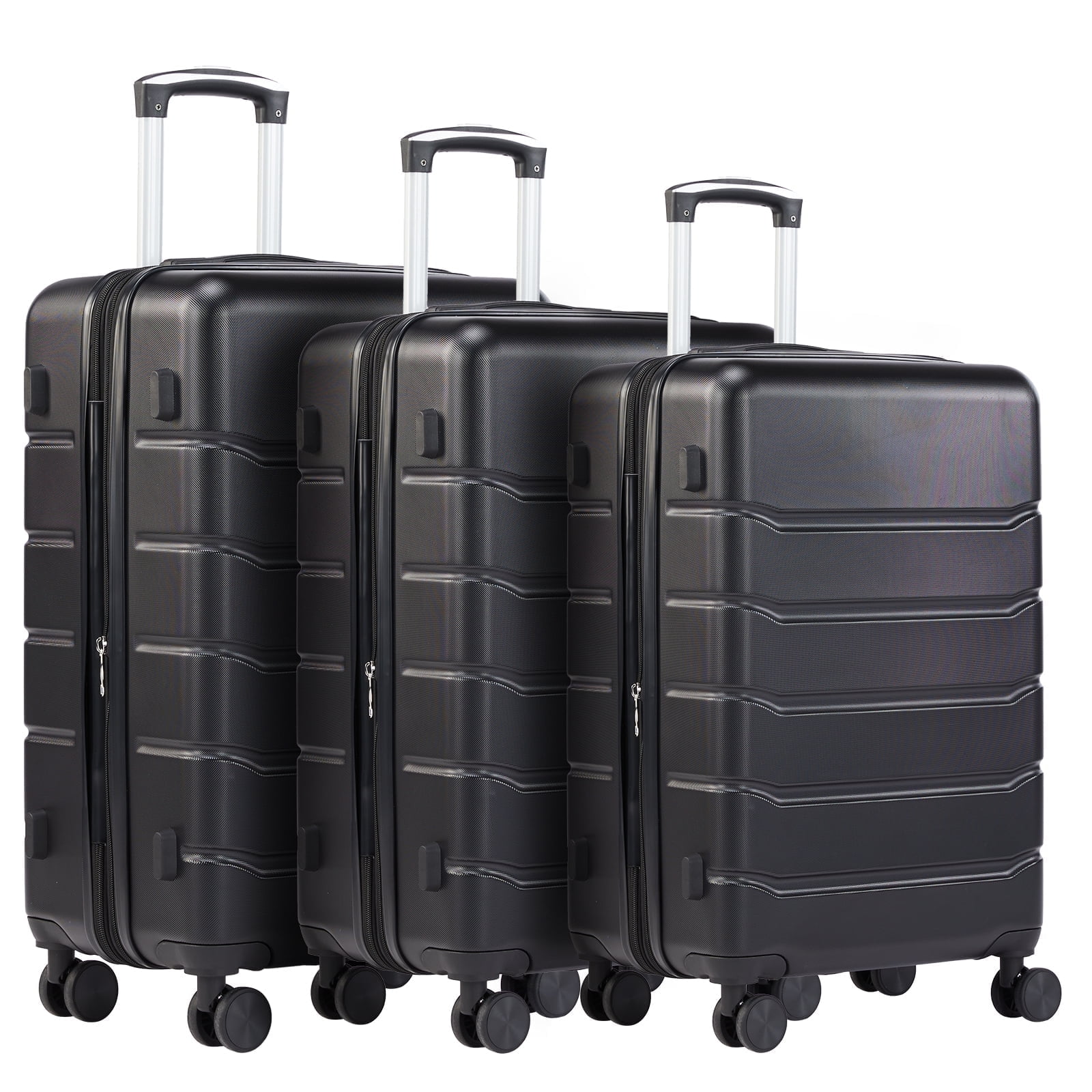 MCQ 3-Piece Luggage Sets, Hard Shell ABS Suitcases with Double Spinner ...