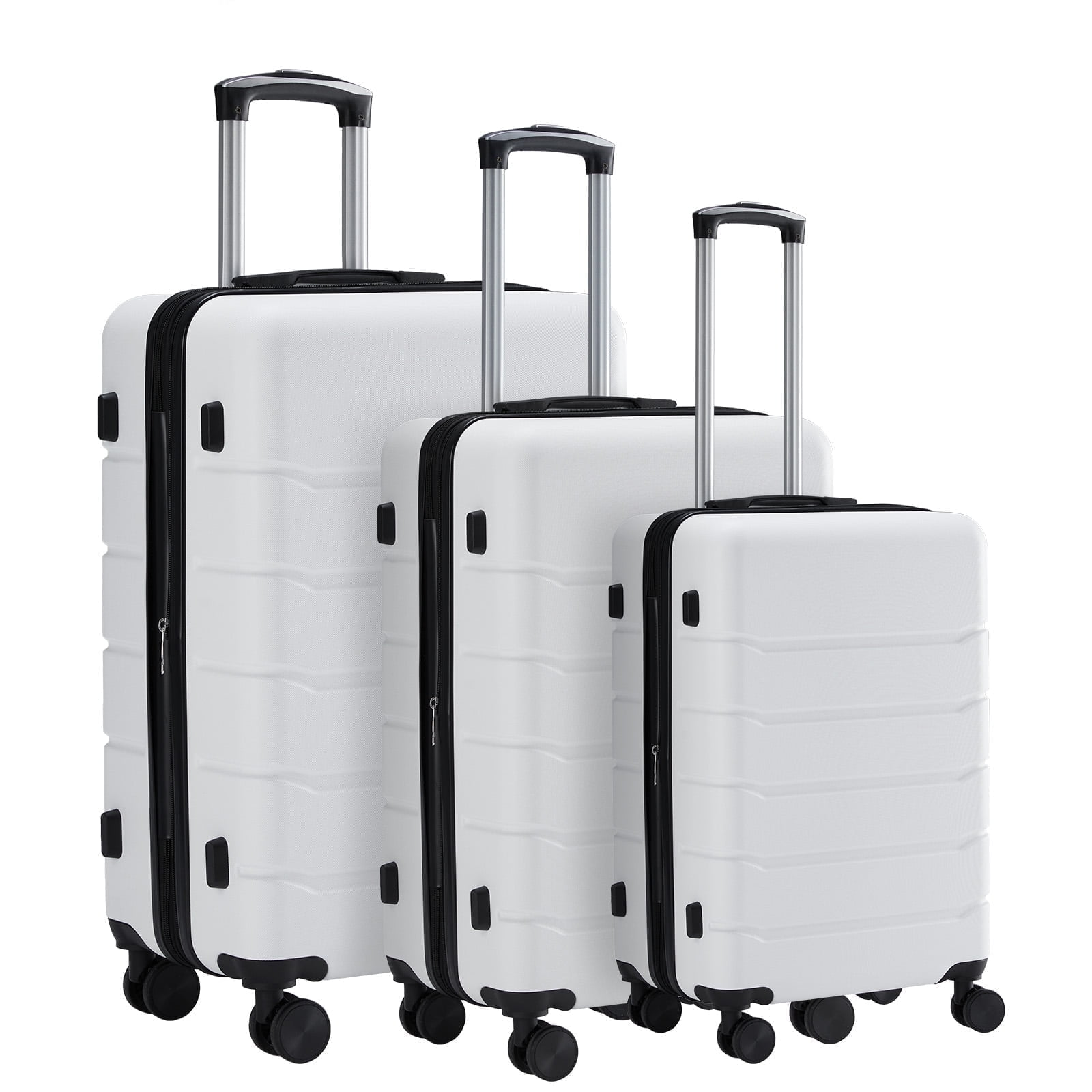 MCQ 3-Piece Luggage Sets, Hard Shell ABS Suitcases with Double Spinner ...