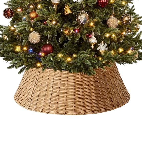 MCQ 36 inch Christmas Tree Collar for 4-7ft Trees, Woven Hyacinth ...
